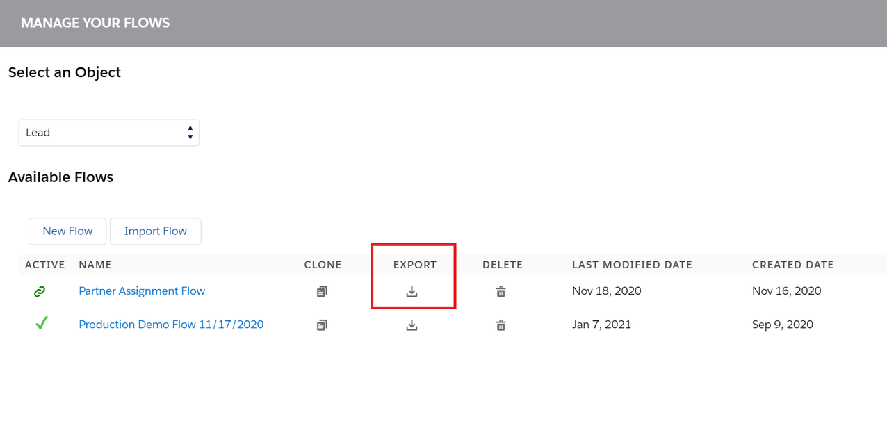 Importing and Exporting Assignment Flows