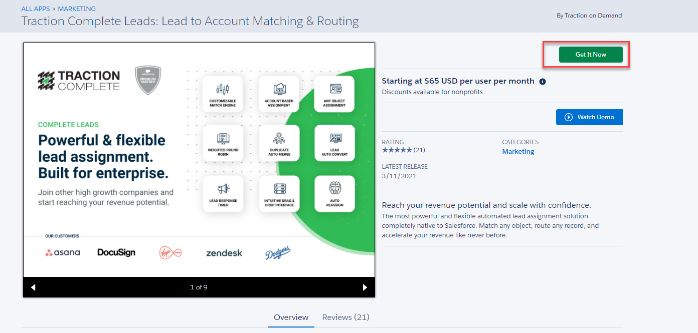 Install Traction Complete from the AppExchange