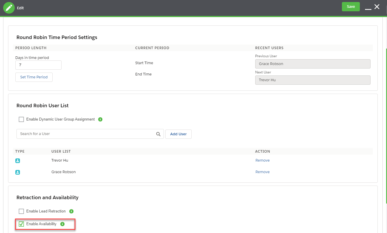 User Availability - Custom Availability & Availability UI Settings