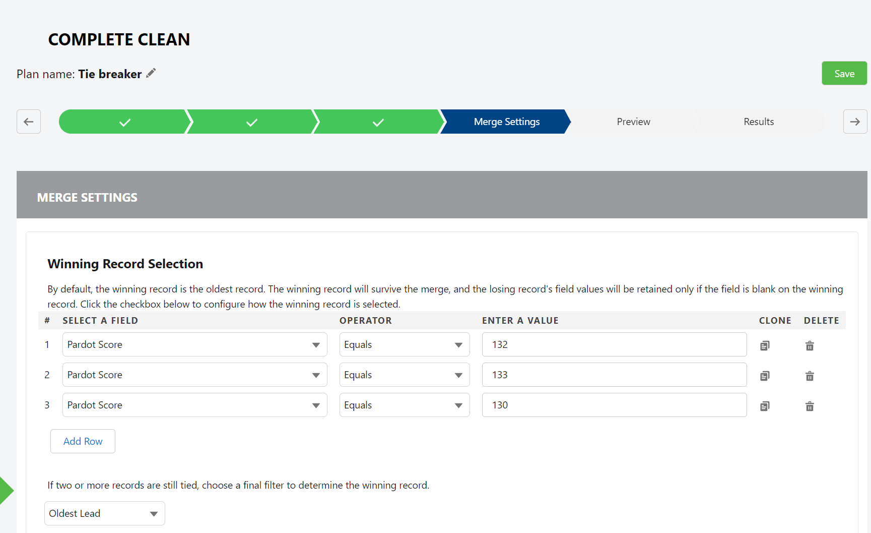 Using the “Prioritized Value” Operator in Complete Clean